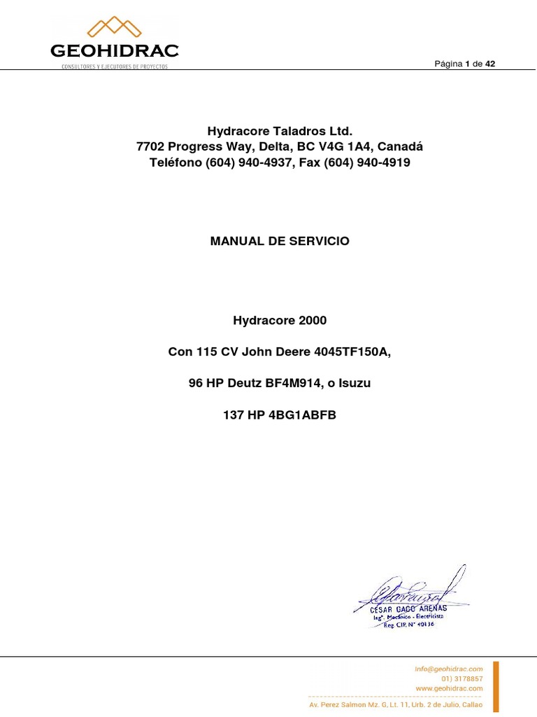 Manual Hydracore 2000 | PDF | Perforar | Bomba