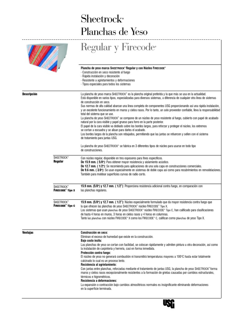 Sheetrock REG y FC - Español | PDF | Yeso | Pinturas