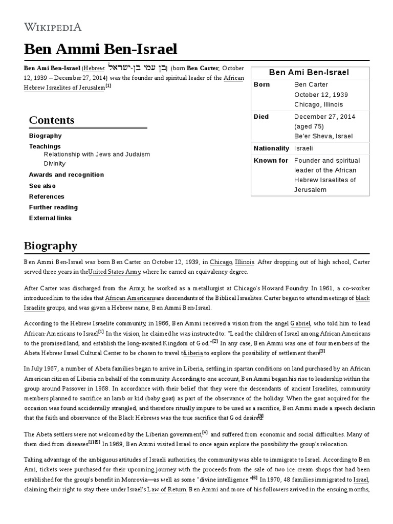 Ben Ammi Ben-Israel | PDF | Jews And Judaism | Religious Behaviour And Experience