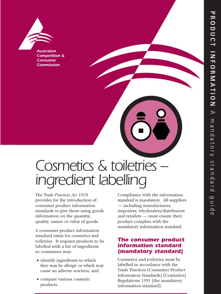 Cosmetic Labeling ACCC Australia | PDF | Cosmetics | Perfume