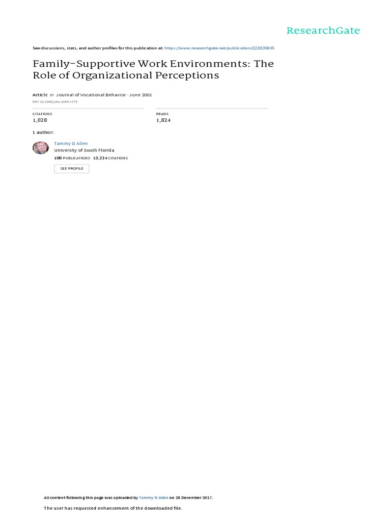 Family Friendly Organizations | PDF | Job Satisfaction | Factor Analysis