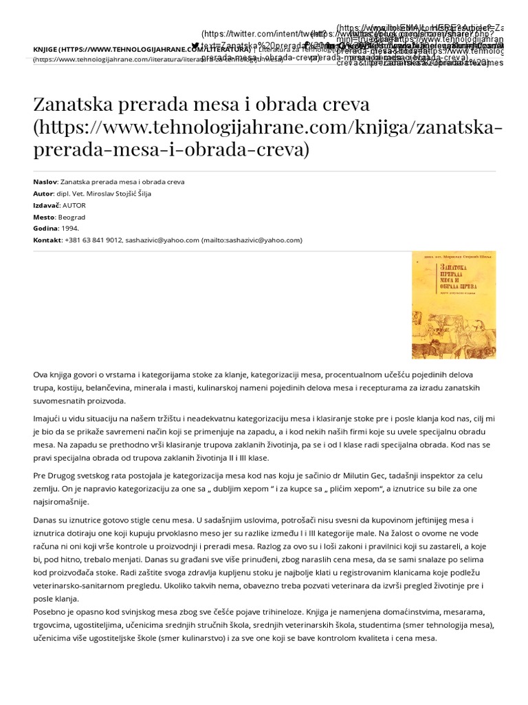 Zanatska Prerada Mesa I Obrada Creva | PDF