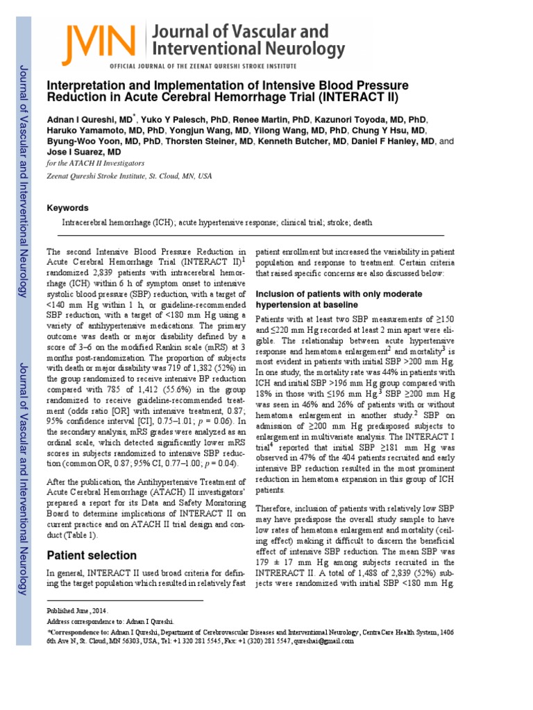Interact II | PDF | Stroke | Hypertension