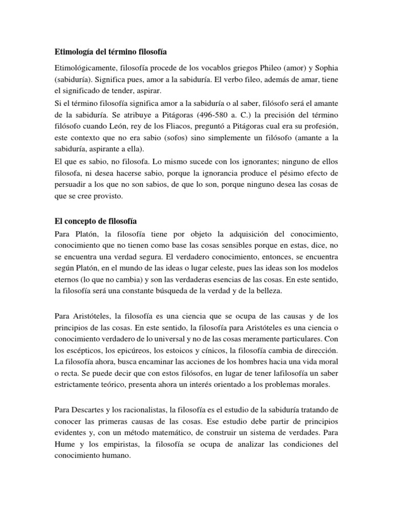 Etimología Del Término Filosofía | Conocimiento | Ciencia