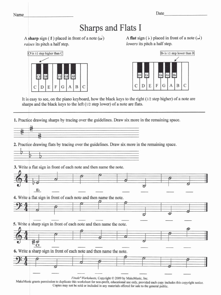 Sharps, Flats and Naturals Worksheet Set | PDF | Copyright | Property Law