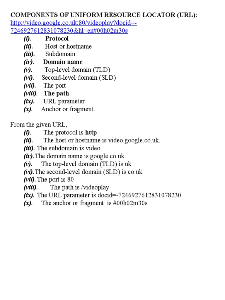Uniform Resource Locator (URL) Components | PDF
