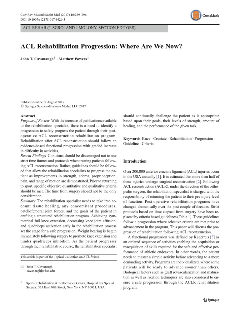 ACL Rehabilitation Progression | PDF | Knee | Physical Therapy