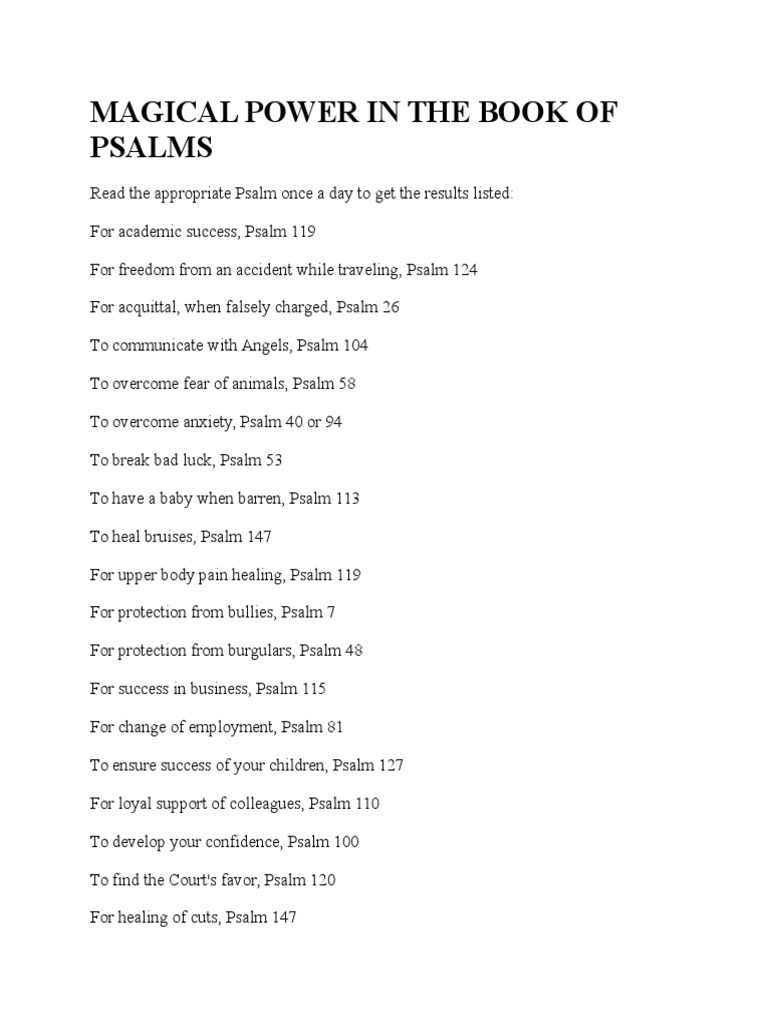 Magical Power in The Book of Psalms | PDF | Wellness | Religion ...