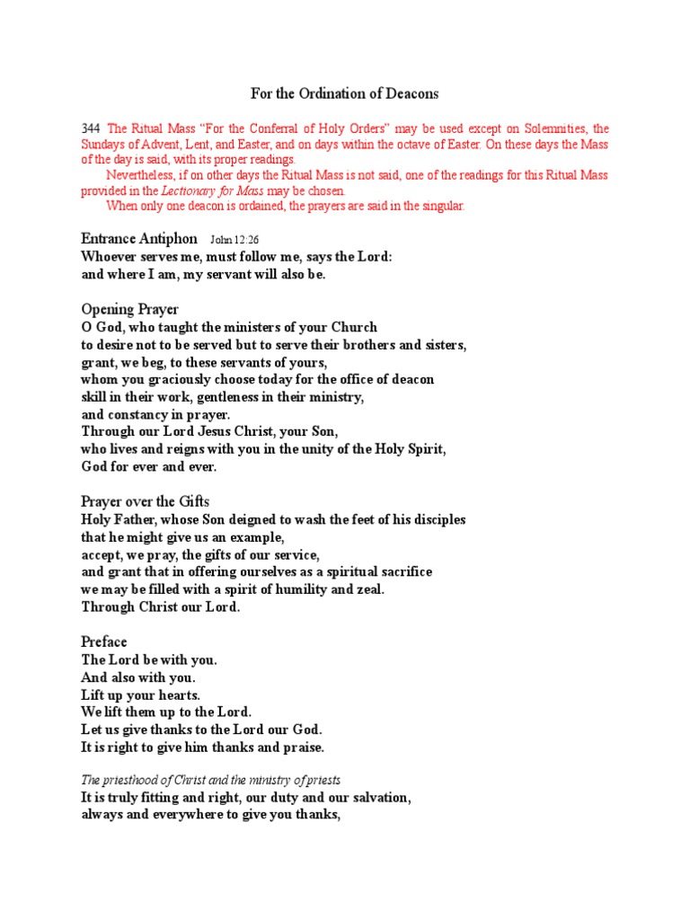 Propers For Ordination of Deacons | PDF | Eucharist | Mass (Liturgy)