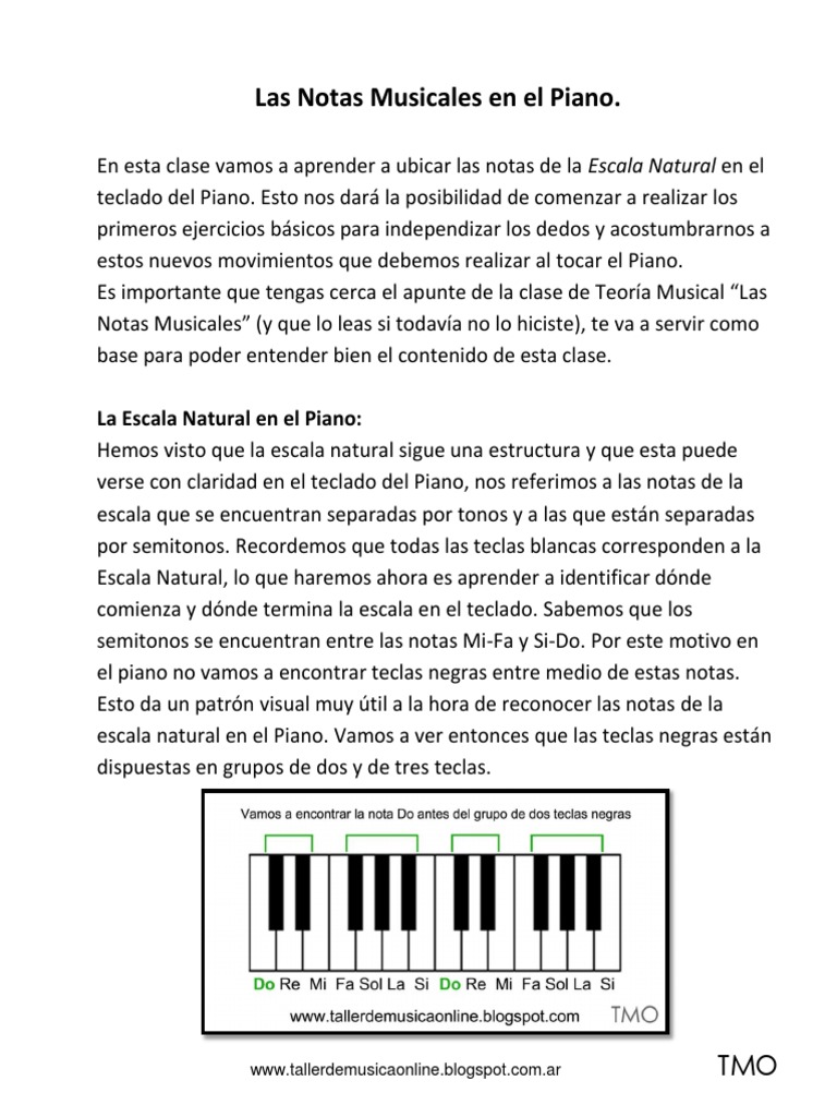 Las Notas Musicales en El Piano | PDF | Escala (música) | Piano