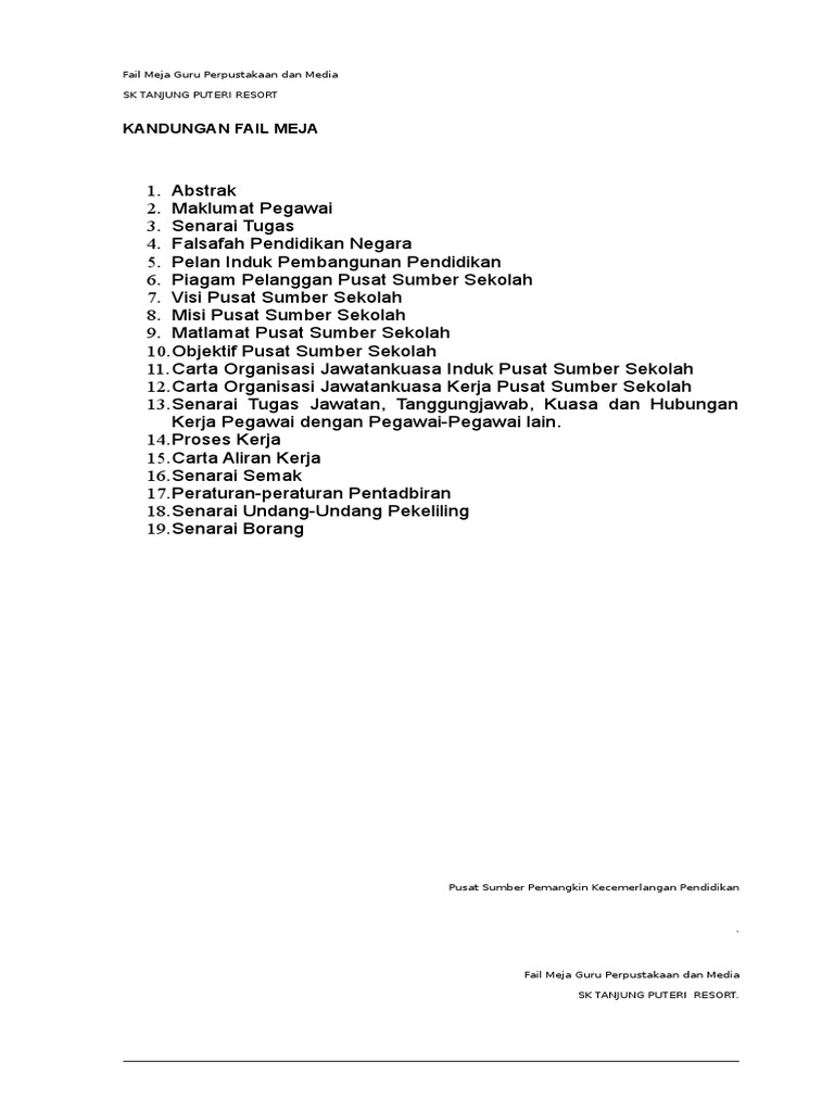 Contoh Fail Meja GPM | PDF