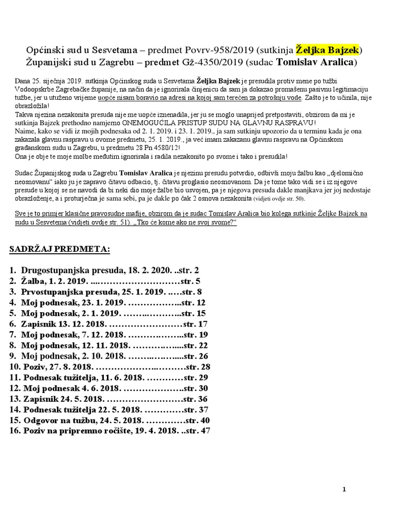 Sutkinja Željka Bajzek I Sudac Tomislav Aralica - Dokumentacija o ...