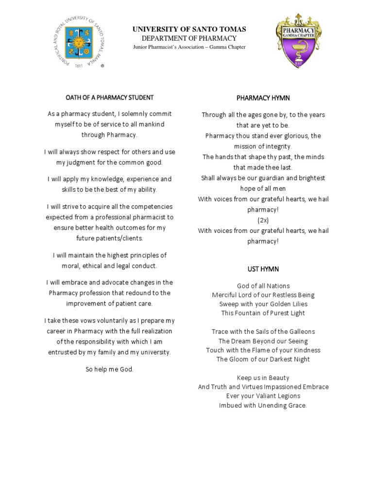 Oath of A Pharmacy Student | PDF | Pharmacy