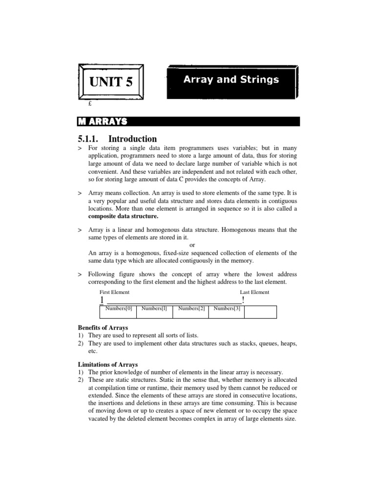 Bca C Language Chapters 5 | PDF | Array Data Structure | Pointer (Computer Programming)