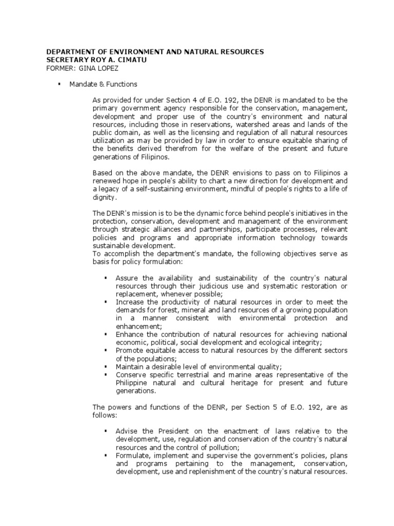Department of Environment and Natural Resources | PDF | Environmental ...