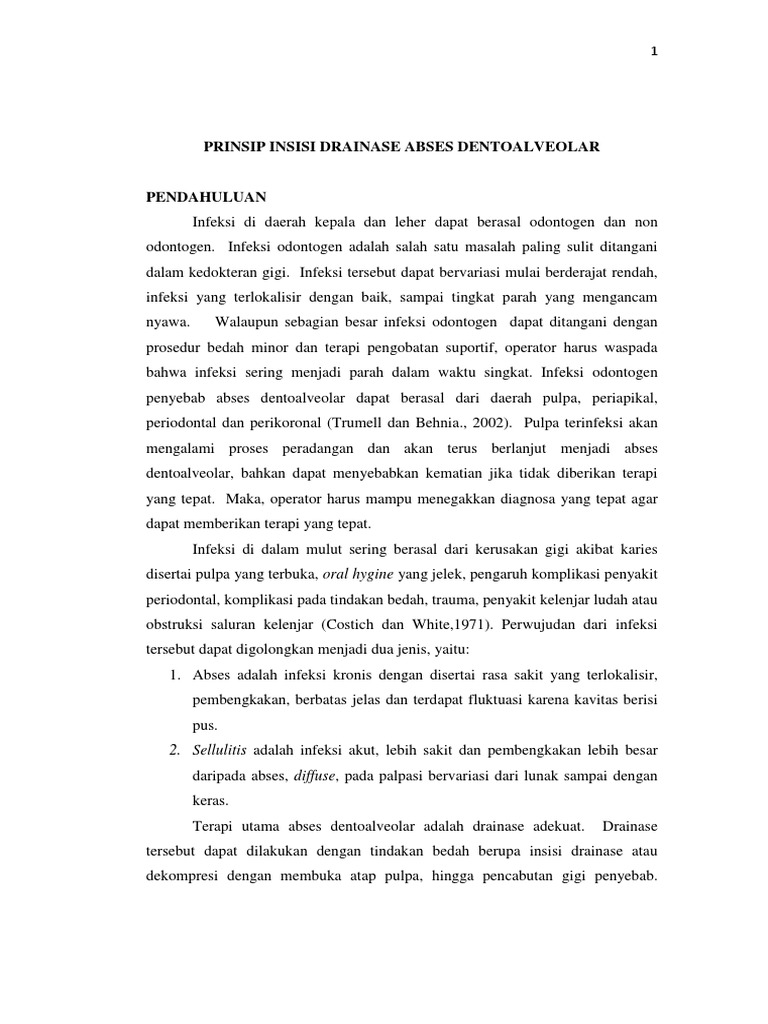 Prinsip Insisi Drainase Abses Dentoalveolar | PDF