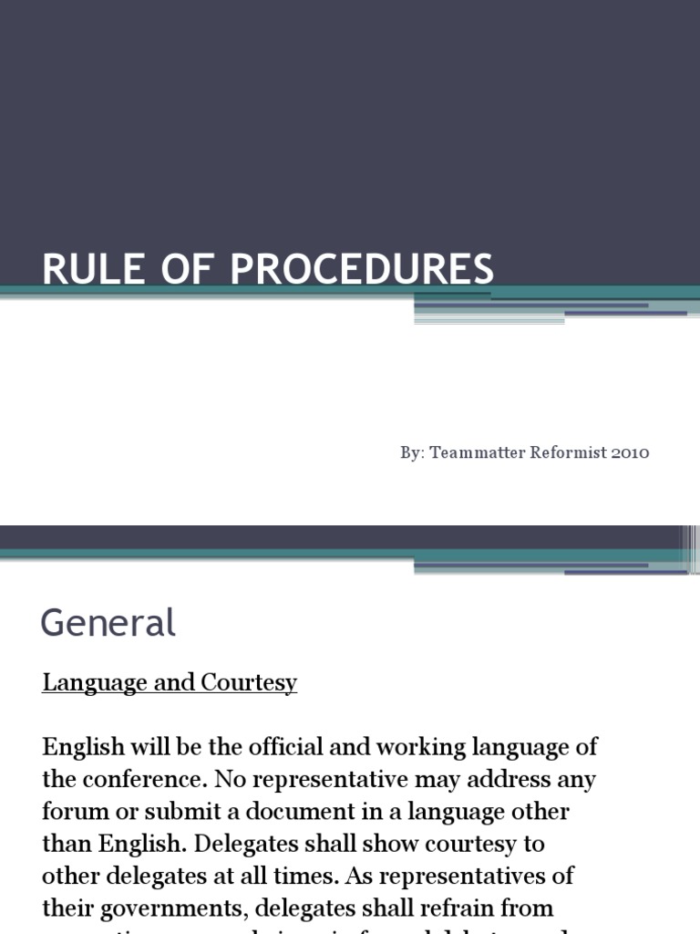 Rules of Procedure and Mechanisms for Conducting Debate: Guidelines for ...
