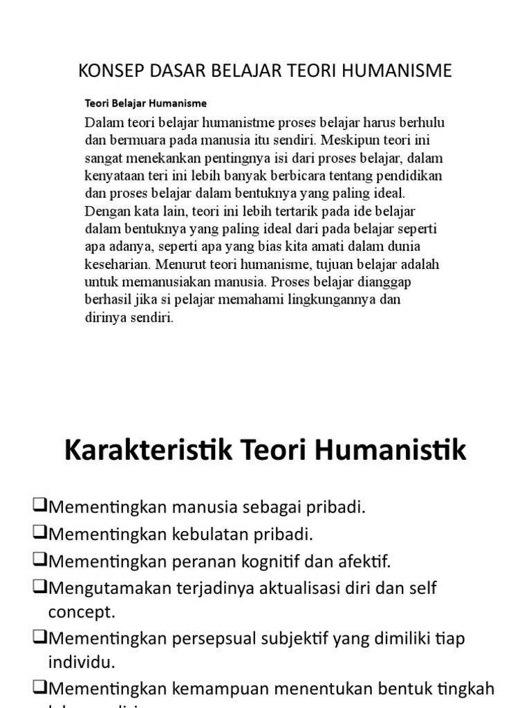Teori Humanisme dalam Pendidikan | PDF | Karier & Perkembangan | Pengembangan Diri