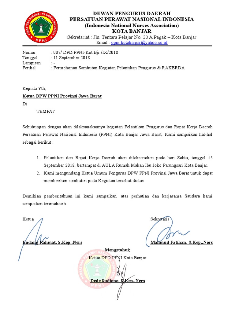 Surat Undangan Sambuatan Rakerda DPW Provinsi | PDF