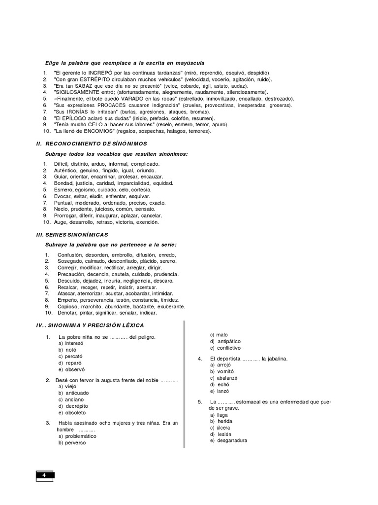 Banco de Preguntas Sinonimos 1 | PDF | Naturaleza | Salud y bienestar