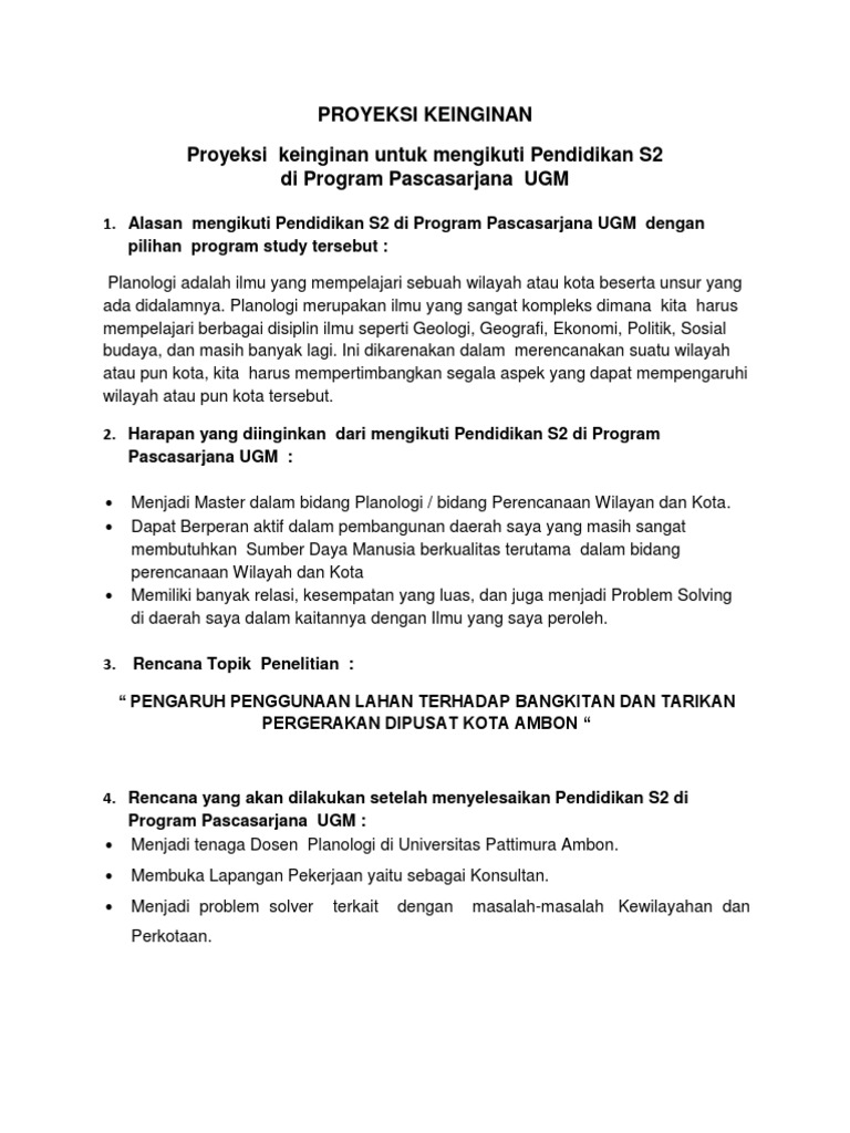 Proyeksi Keinginan Ugm | PDF | Karier & Perkembangan