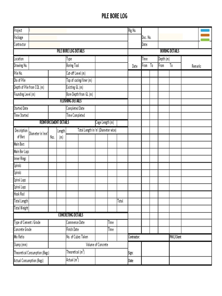 PILE BORE LOG PROJECT DETAILS | PDF | Deep Foundation | Geotechnical ...