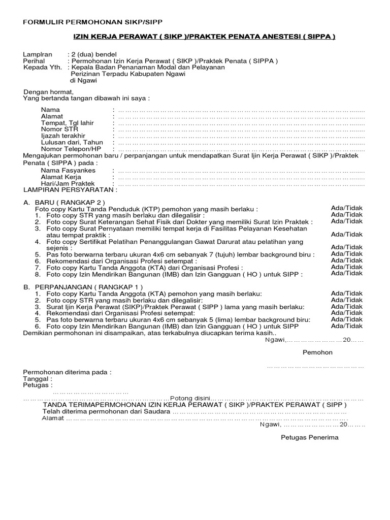 Formulir Permohonan Sikp | PDF