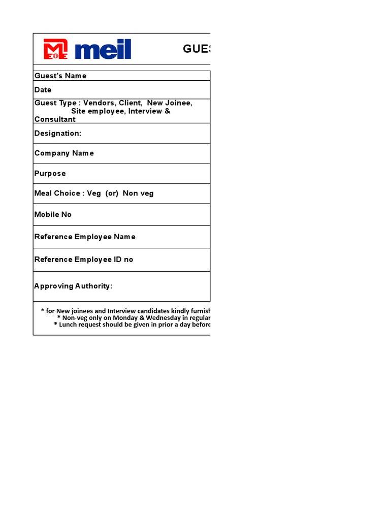 Guest Lunch Request | PDF