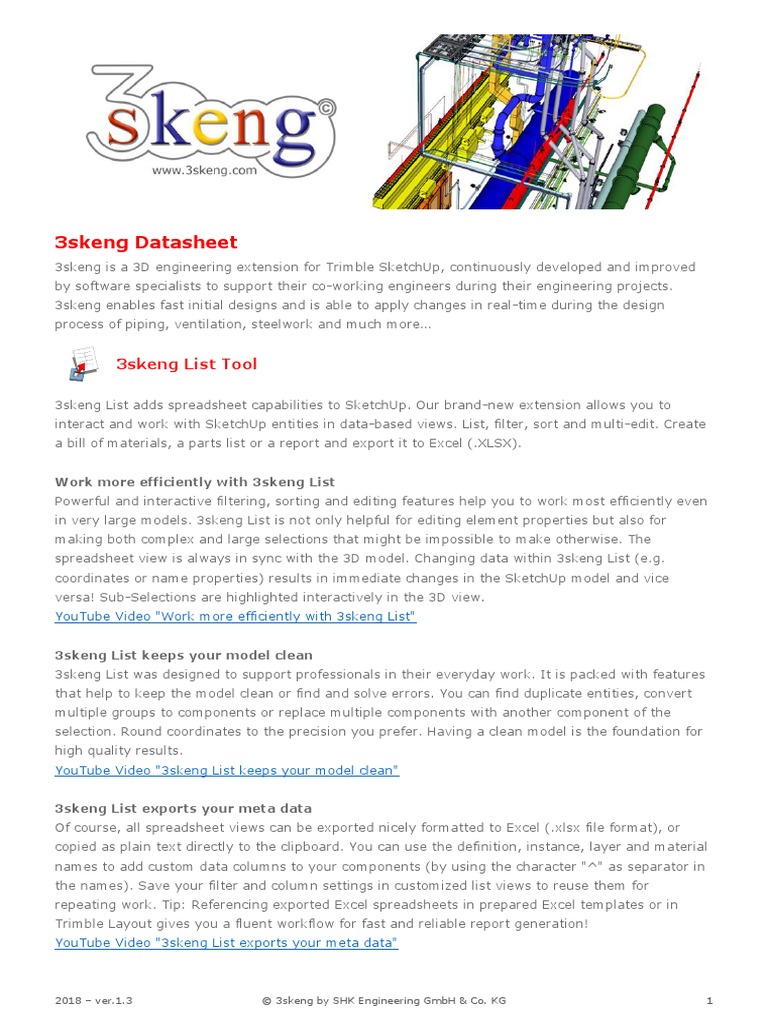 3skeng Datasheet | PDF | Duct (Flow) | Sketch Up