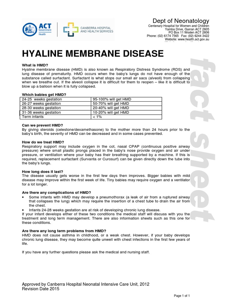 Hyaline Membrane Disease Guide | PDF | Human Diseases And Disorders ...