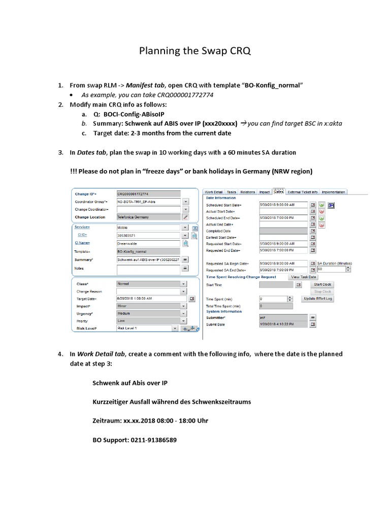 Planning The Swap CRQ: As Example, You Can Take CRQ000001772774 | PDF ...