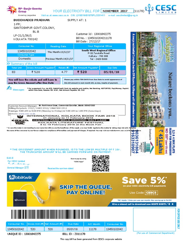 E Bill | PDF | Cheque | Payments