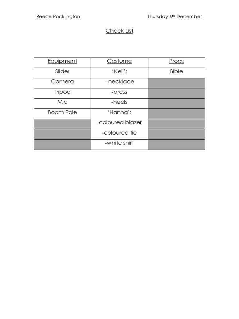 Check List | PDF