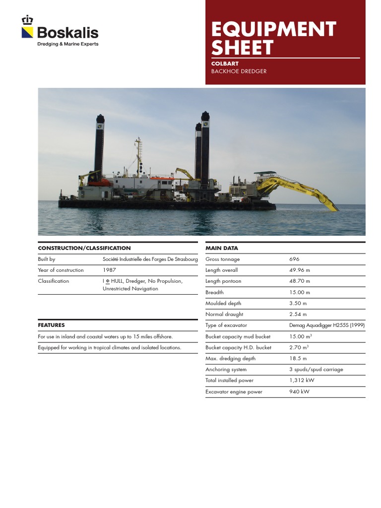 Colbart Backhoe Dredger | PDF | Dredging | Water Transport