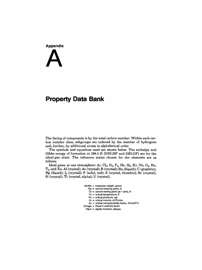 Thermodynamic Property Data Bank | PDF