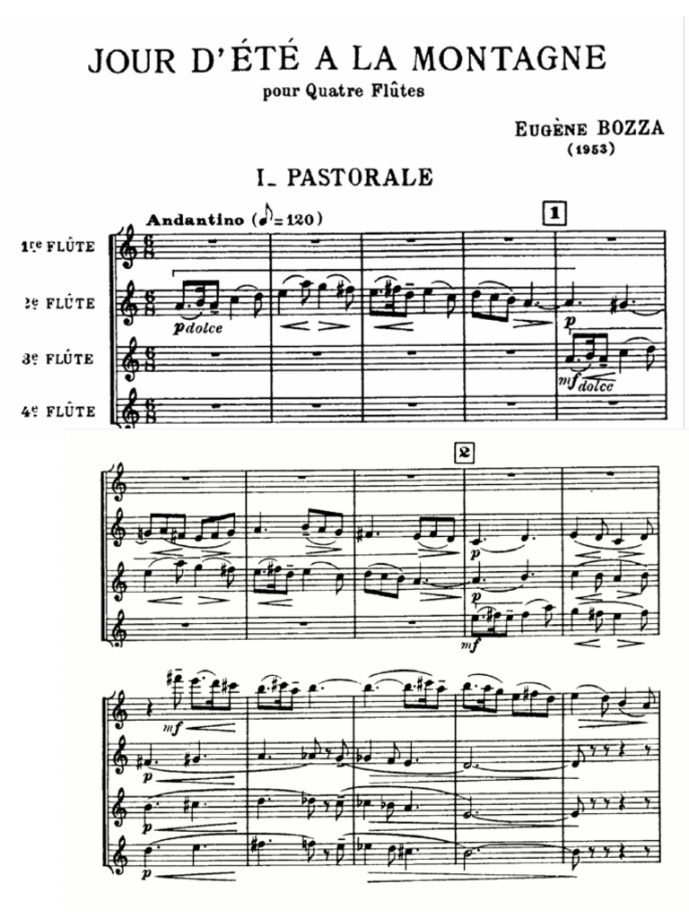 Bozza - Jour D'ete A La Montagne, Flute Quartet | PDF