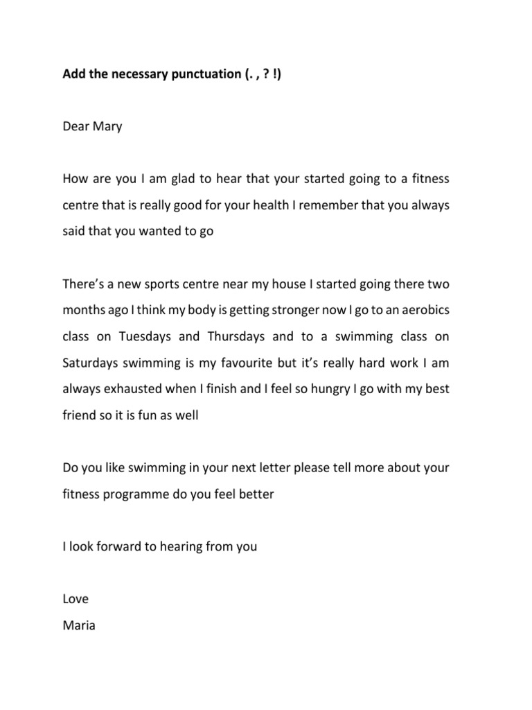 Add Punctuation On Letter | PDF