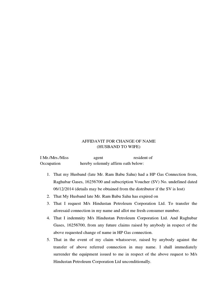 Affidavit For Change of Name | PDF