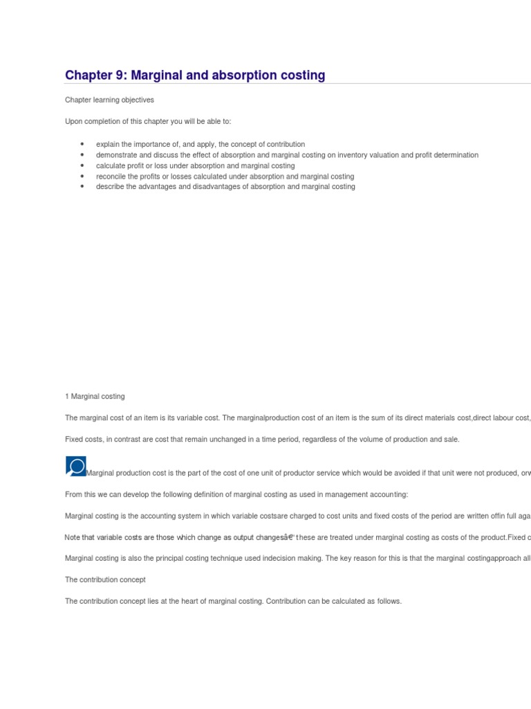 Marginal and Absorption Costing | PDF | Income Statement | Cost Of ...
