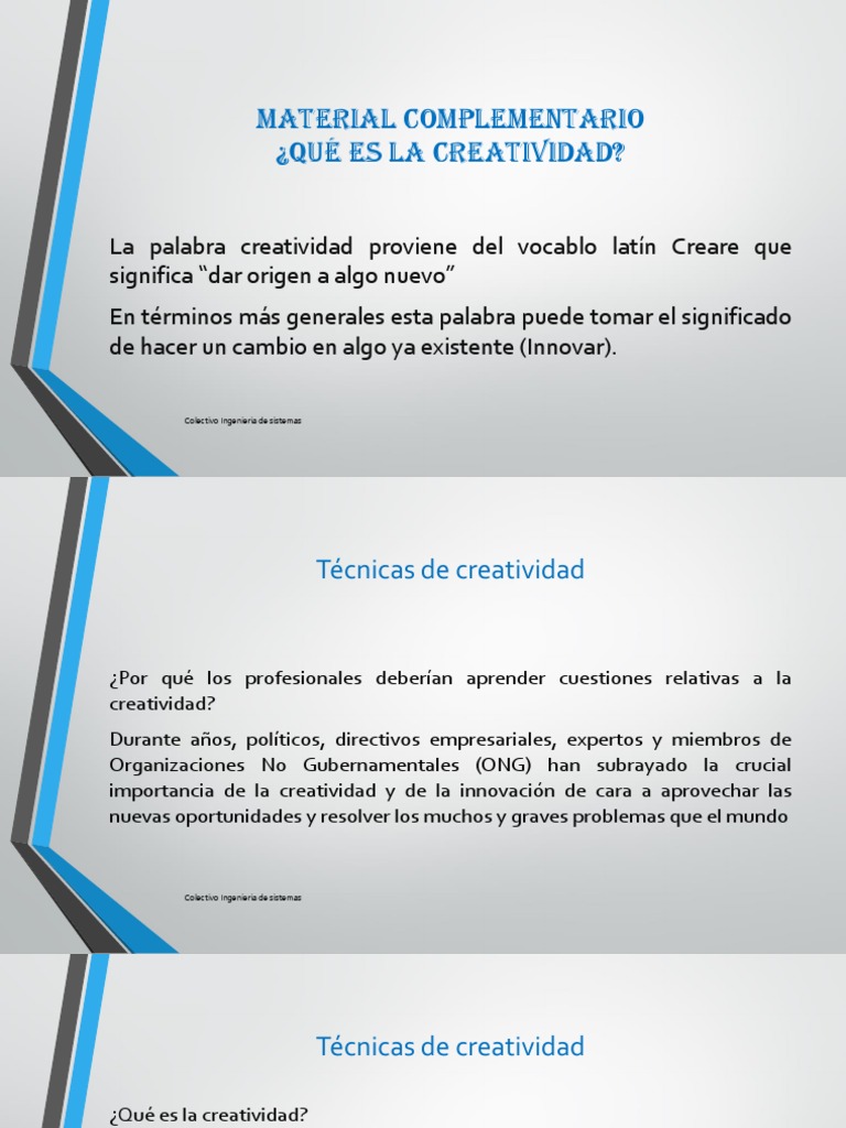 Material Complementario Semana 3 | PDF | Creatividad | Ingeniería de Sistemas