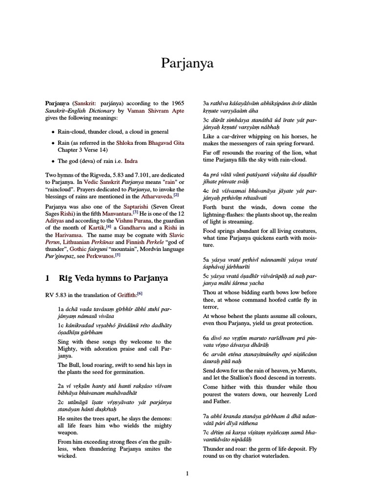 Parjanya | PDF | Deities | Hindu Deities