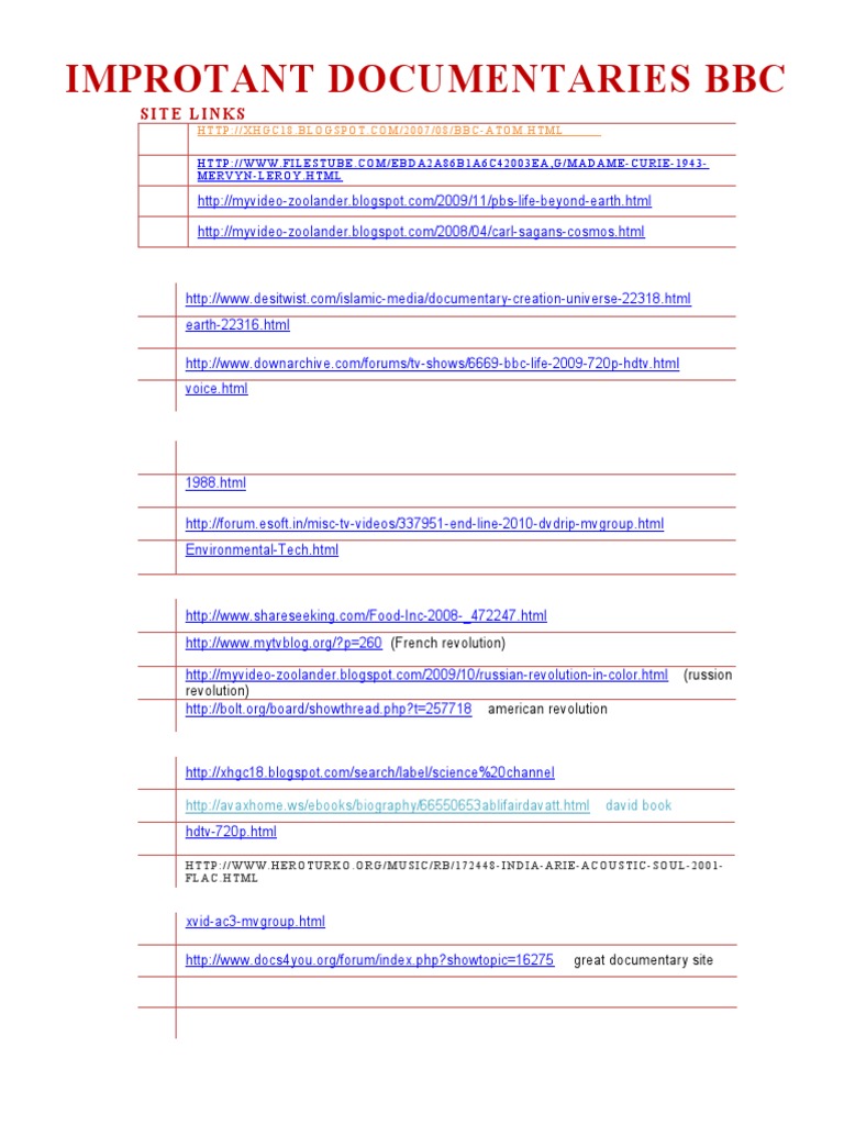 BBC Documentaries and Resources | PDF
