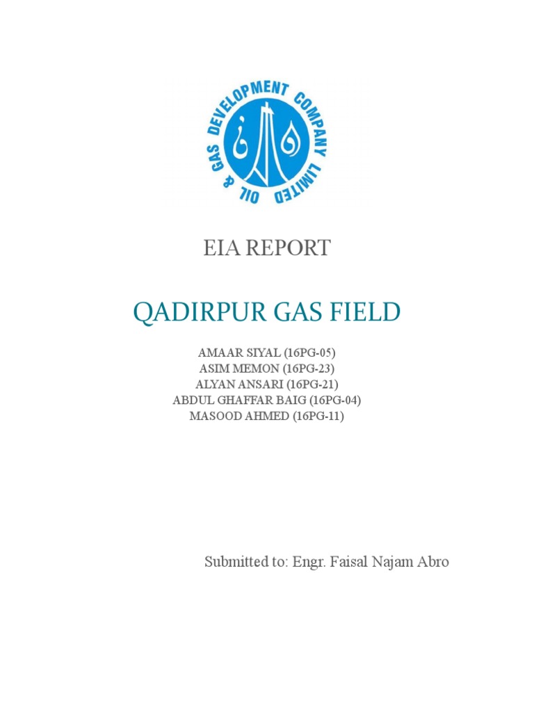 EIA REPORT On Qadirpur Gas Field | PDF | Air Pollution | Soil