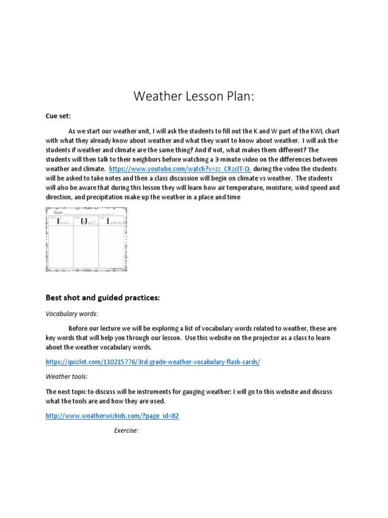 Weather Lesson Plan for Students | PDF | Earth Sciences | Meteorology