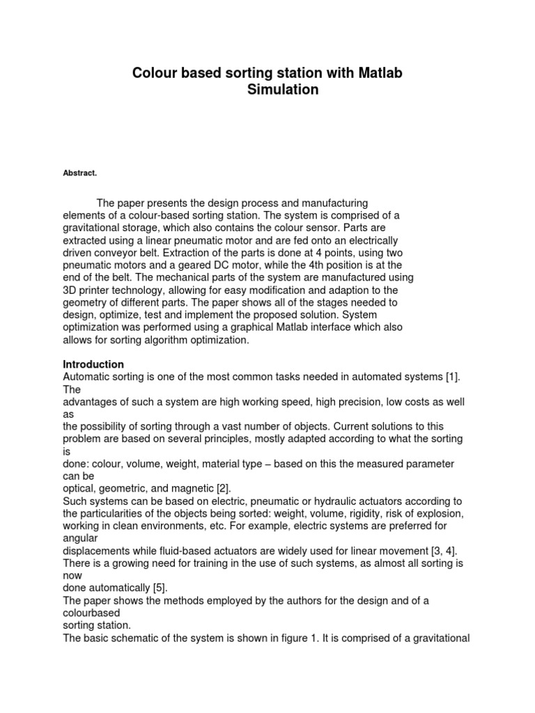 Colour Based Sorting Station With Matlab | PDF | Manufactured Goods ...