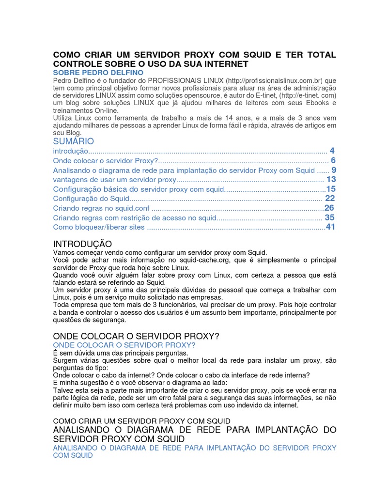 Criar e Configurar Um Servidor Proxy Com Squid | PDF | Servidor Proxy | Servidor (informática)