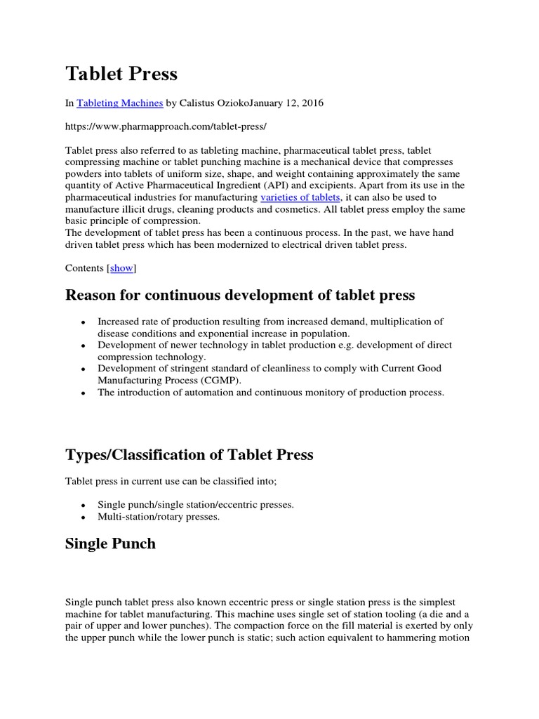Tablet Compression Single | PDF | Tablet (Pharmacy) | Nature