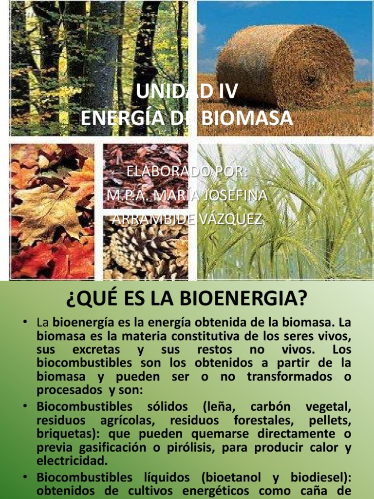 UNIDAD IV Energia de Biomasa | PDF | Bioenergía | Recursos energéticos