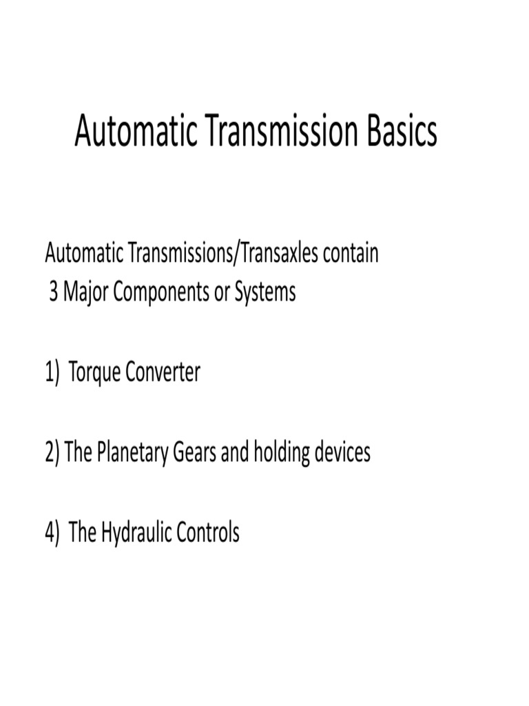 Automatic Transmission Basics PDF | PDF | Automatic Transmission ...