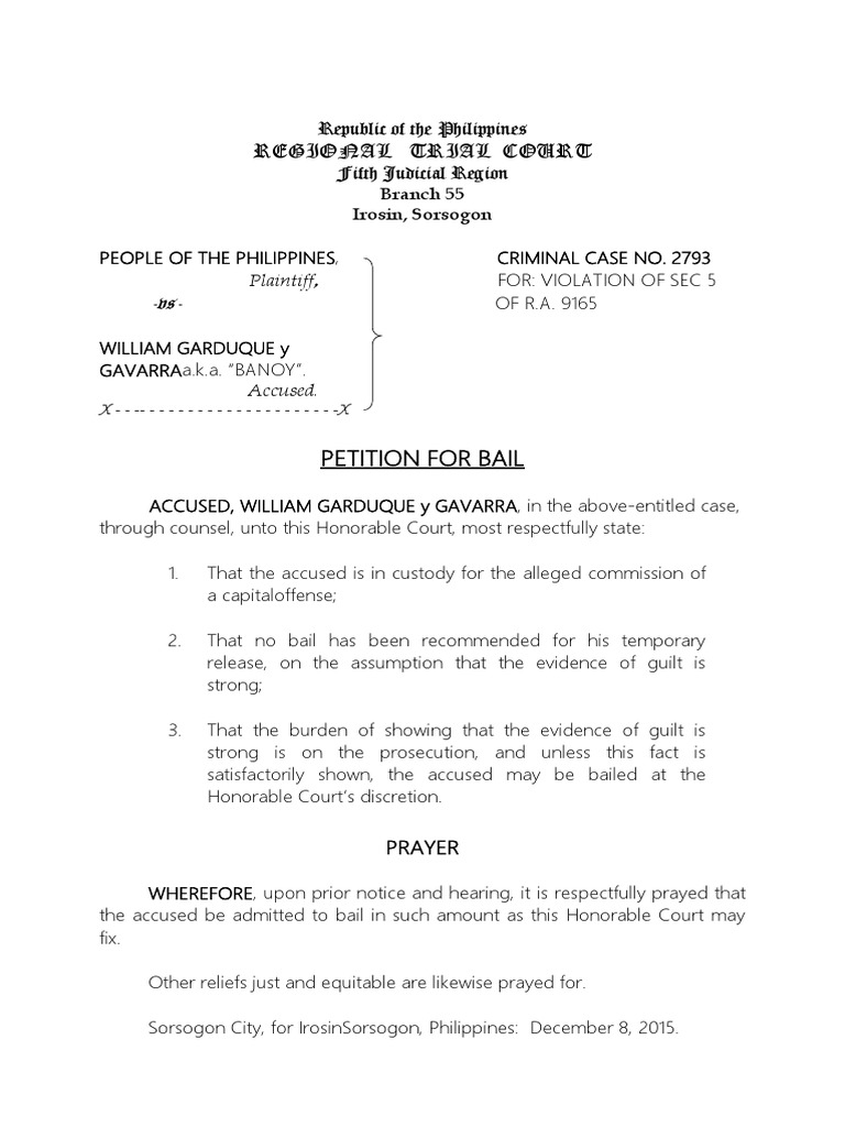 Petition For Bail CC No. 2793 | PDF | Bail | Prosecutor